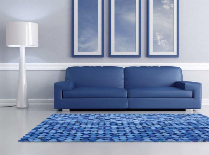 Gorgeous Blue Rug in Cowhide Patchwork. Free Shipping! – Posh Rug
