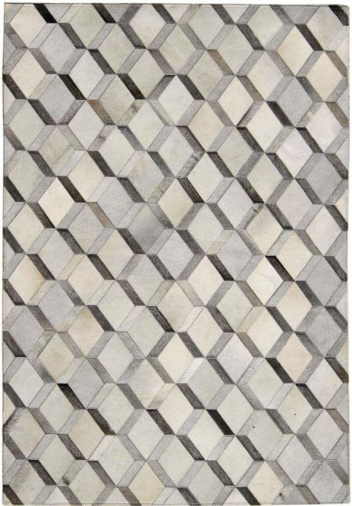 Madisons Grey 3D Diamond Pattern Cowhide Patchwork Rug – Posh Rug